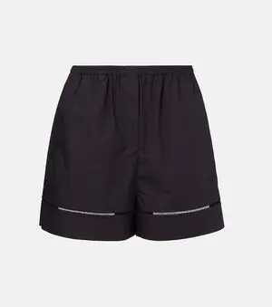 RÓHE Embroidered Cotton Poplin Shorts - Black