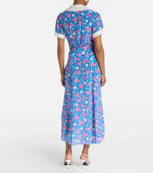 Rixo Carpi Floral Silk Midi Skirt
