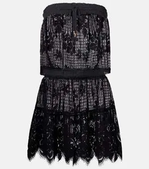 Melissa Odabash Isla Floral Shirred Minidress - Black