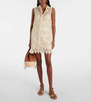 FRAME The Deco Lace Minidress - Beige