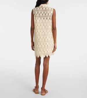 FRAME The Deco Lace Minidress - Beige