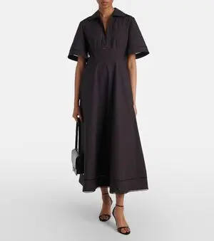 RÓHE Embroidered Cotton Poplin Midi Dress