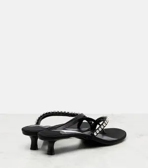 JIMMY CHOO Dila 35 Leather And Satin Thong Sandals - Black