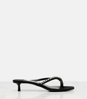 JIMMY CHOO Dila 35 Leather And Satin Thong Sandals - Black