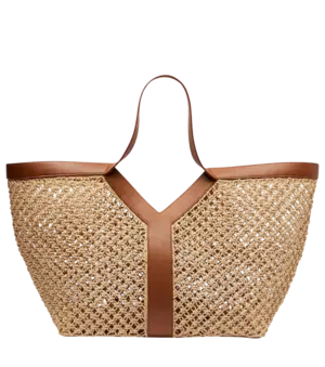 Saint Laurent Raffia And Leather Tote Bag - Neutrals