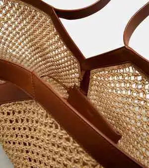 Saint Laurent Raffia And Leather Tote Bag - Neutrals
