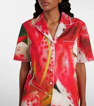 Tory Burch Printed Cotton-blend Twill Shirt