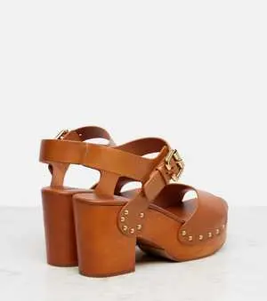 Chloé Jeannette 80 Studded Leather Sandals - Brown