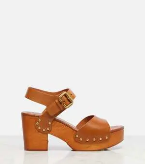 Chloé Jeannette 80 Studded Leather Sandals - Brown