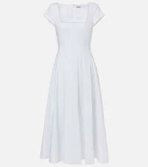 Staud Wells Pleated Midi Dress - White