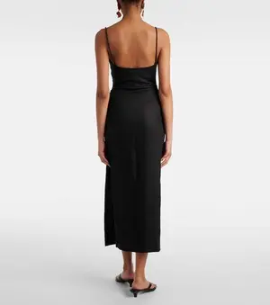 SIR. Linen Midi Dress - Black