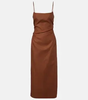 SIR. Linen Midi Dress - Brown