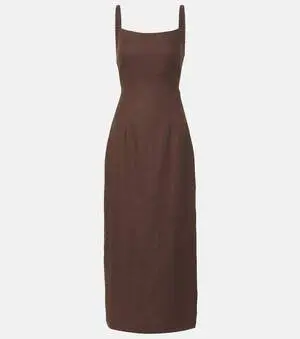 SIR. Linen Midi Dress - Brown
