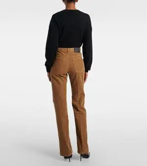 Saint Laurent Clyde Cotton Corduroy Straight Pants - Brown