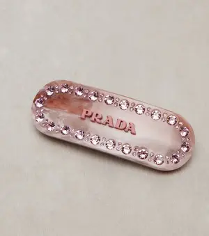 Prada Logo Crystal-embellished Barrette - Pink