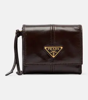 Prada Logo Leather Wallet - Brown