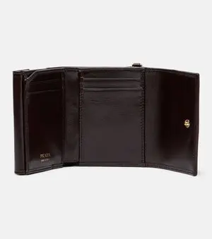 Prada Logo Leather Wallet - Brown