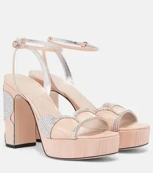 Valentino Garavani Bowow 115 Moiré Platform Sandals - Pink