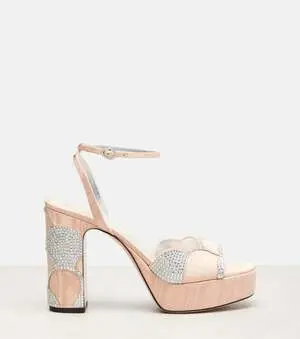 Valentino Garavani Bowow 115 Moiré Platform Sandals - Pink