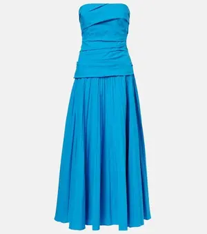 Simkhai Arie Strapless Cotton-blend Midi Dress - Blue
