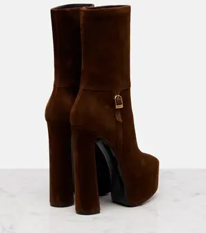 Saint Laurent Nico 155 Suede Platform Ankle Boots