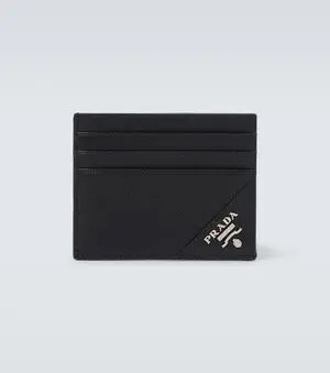 Prada Logo Saffiano Leather Card Holder - Black