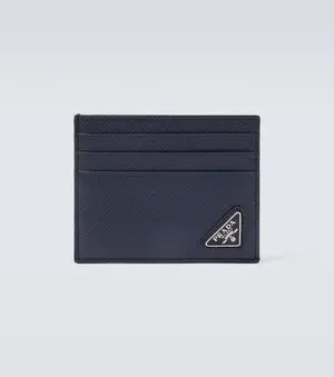 Prada Logo Saffiano Leather Card Holder - Black