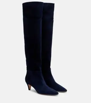 GIANVITO ROSSI Suede Pointed Toe Knee-high Boots - Blue