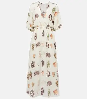 ERES Printed Silk Midi Dress - Beige