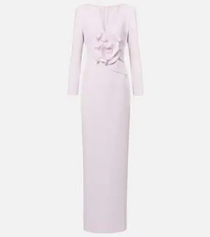 Roland Mouret Floral-appliqué Gathered Gown - Pink