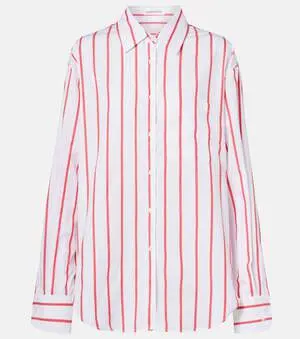 THE FRANKIE SHOP Lui Striped Cotton Poplin Shirt - Red