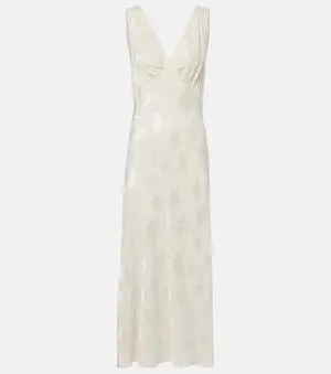 Rixo Sandrine Floral Jacquard Midi Dress