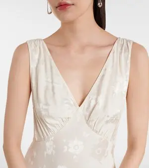Rixo Sandrine Floral Jacquard Midi Dress