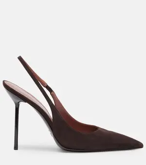 Paris Texas Lidia 105 Suede Slingback Pumps - Brown