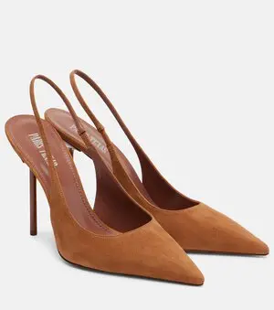 Paris Texas Lidia 105 Suede Slingback Pumps - Brown