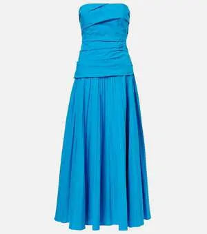 Simkhai Arie Strapless Pleated Midi Dress - Blue