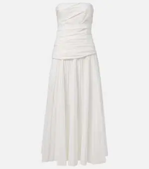 Simkhai Arie Strapless Cotton-blend Midi Dress - White