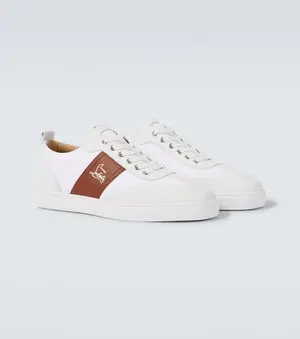 CHRISTIAN LOUBOUTIN Leather-trimmed Canvas Sneakers - White