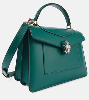 BVLGARI Serpenti Forever Medium Leather Top-handle Bag - Green
