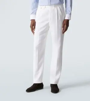 Dunhill Ivory Linen Tapered Pants - White