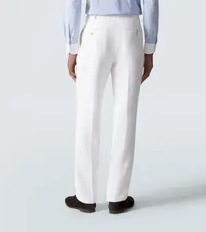 Dunhill Ivory Linen Tapered Pants - White