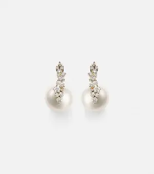 SYDNEY EVAN 14k Yellow Cocktail Earrings With Diamonds And Pearls - Gold