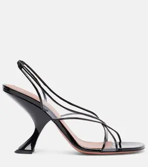 Amina Muaddi Lena 90 Pvc And Patent Leather Sandals - Black