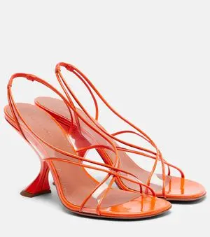 Amina Muaddi Lena 90 Pvc And Patent Leather Sandals - Orange