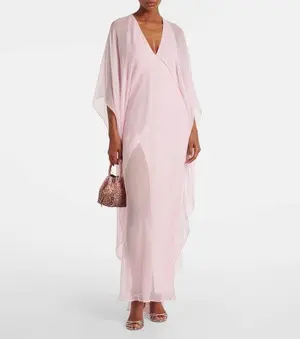 THE SEI Caped Silk Chiffon Gown