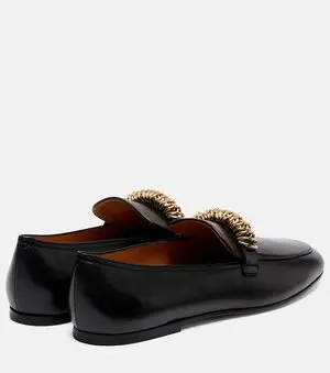 TOD'S Embellished Leather Loafers - Black