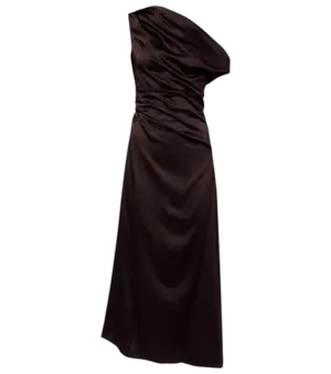 Staud Phare Silk-blend Satin Maxi Dress - Brown