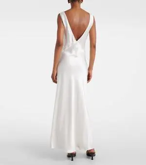 Asceno Bordeaux Silk Satin Slip Dress - White