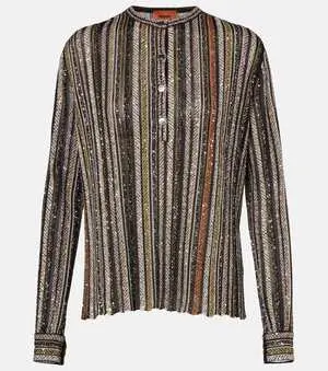 Missoni Striped Lamé Henley Shirt