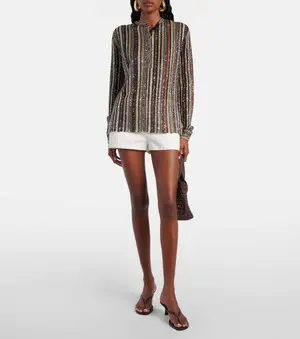 Missoni Striped Lamé Henley Shirt